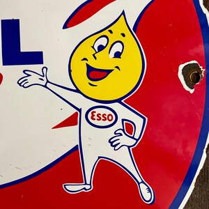 Vintage ESSO FUEL OIL Gas Station Pump 12" Round Porcelain Sign - Etsy