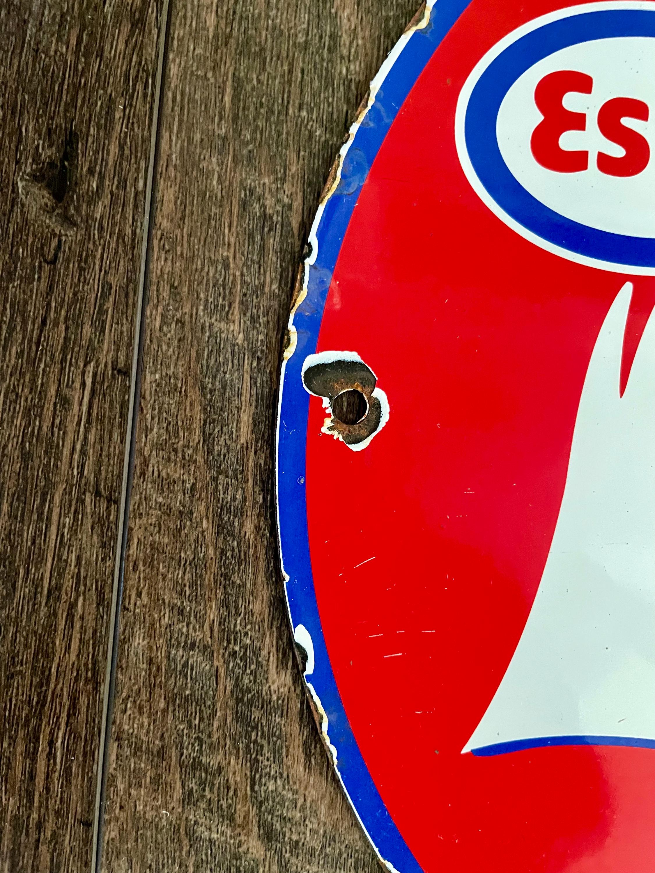 Vintage ESSO FUEL OIL Gas Station Pump 12" Round Porcelain Sign - Etsy