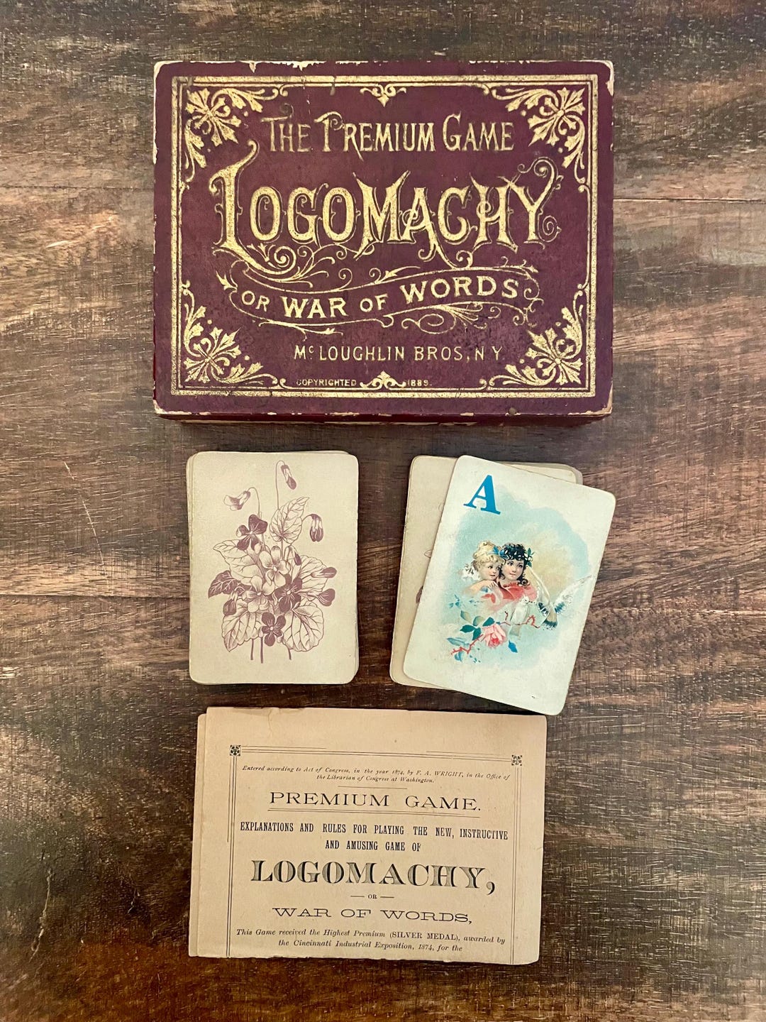 LOGOMACHY War of Words Antique Card Game ~ Mcloughlin Bros, NY - Etsy