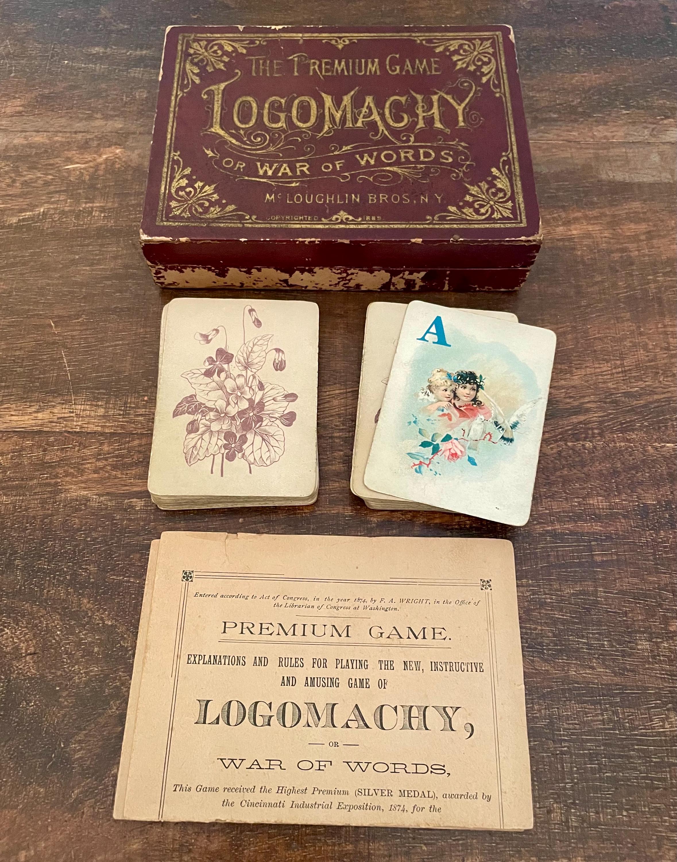 LOGOMACHY War of Words Antique Card Game ~ Mcloughlin Bros, NY - Etsy