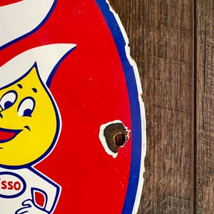 Vintage ESSO FUEL OIL Gas Station Pump 12" Round Porcelain Sign - Etsy