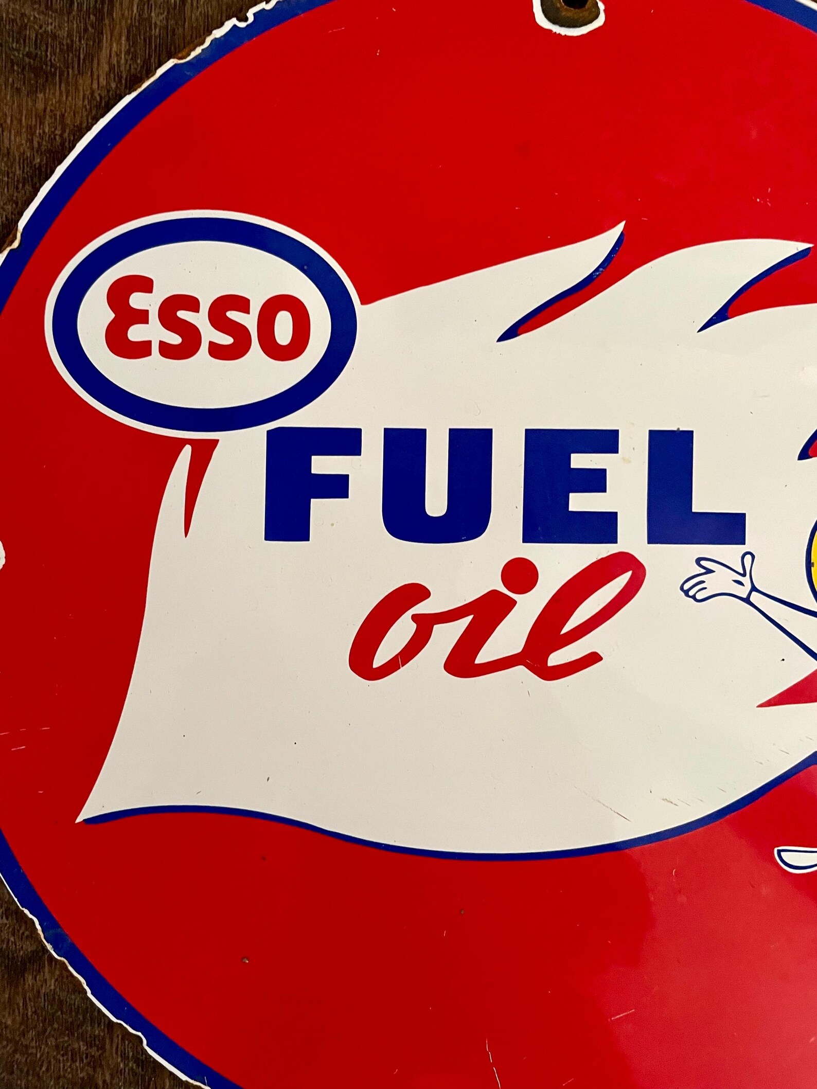 Vintage ESSO FUEL OIL Gas Station Pump 12" Round Porcelain Sign - Etsy