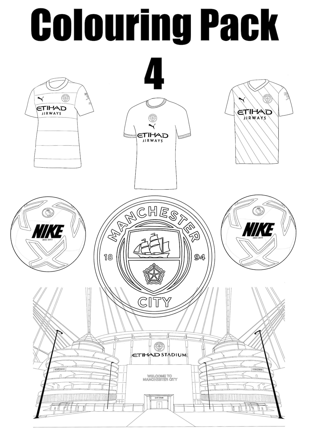 Manchester City Printed Colouring Sheets / Colouring in Pack - Etsy