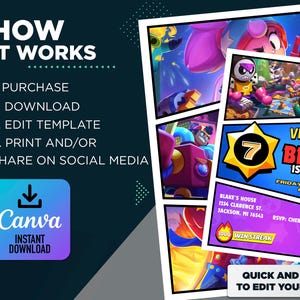 Brawl Time Digital Birthday Invitation | Digital Template | Brawlers ...