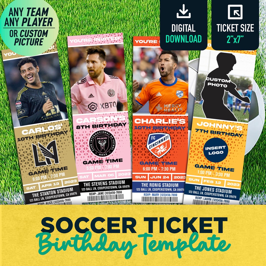 Digital Soccer Invitation Ticket Digital Birthday Invite - Etsy