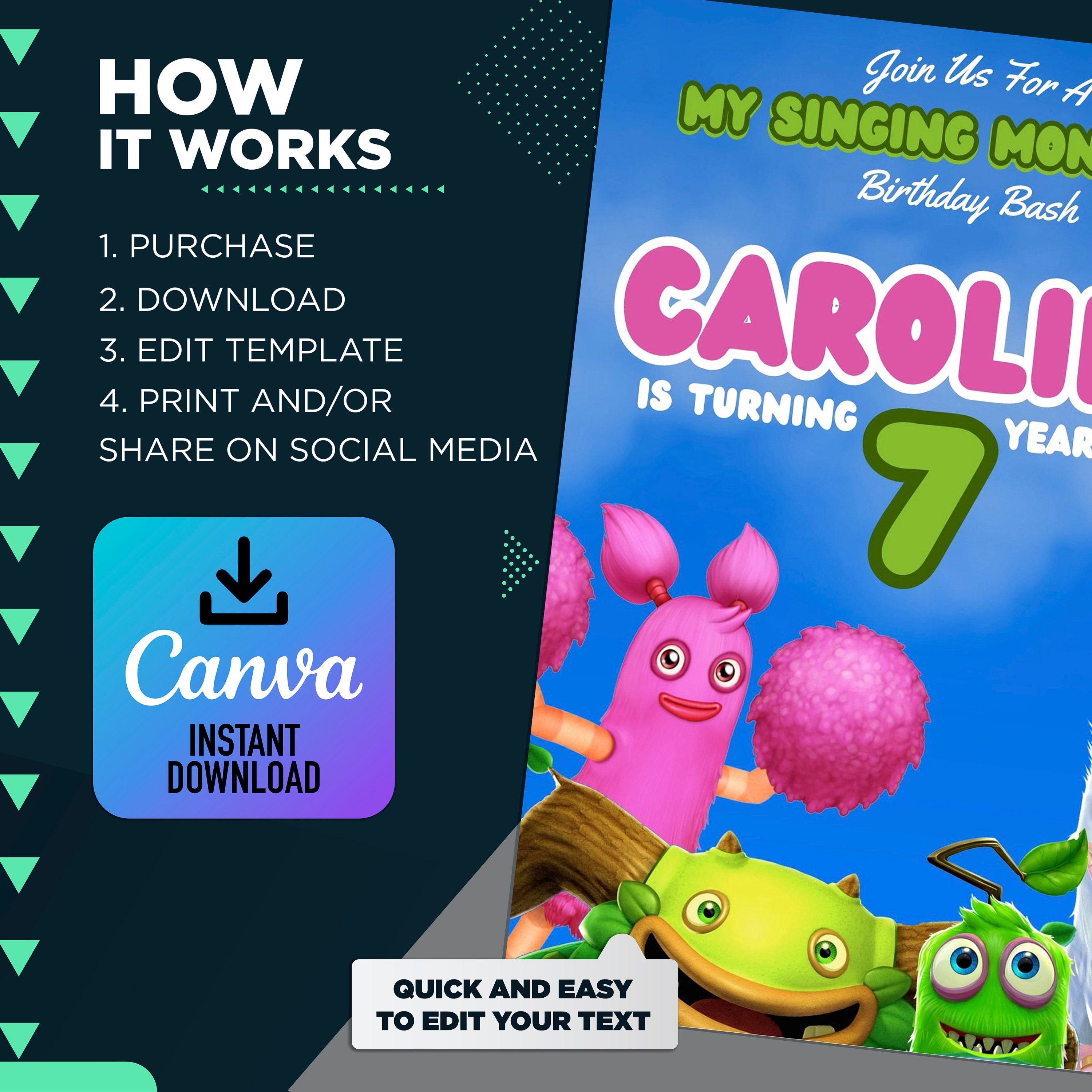 My Singing Monsters Birthday Invitation Digital Template - Etsy