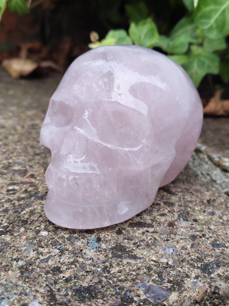 STAR ROSE SKULL A30 Size 3.25" Pink Quartz Polished Crystal Carving ...