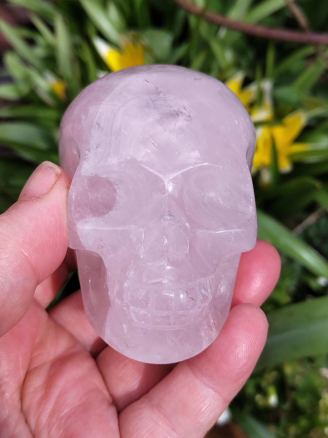 STAR ROSE SKULL A30 Size 3.25" Pink Quartz Polished Crystal Carving ...