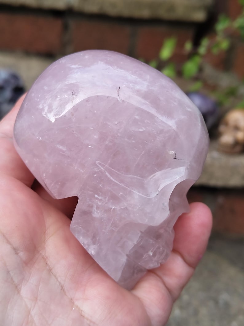 STAR ROSE SKULL A30 Size 3.25" Pink Quartz Polished Crystal Carving ...