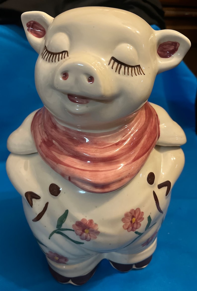 Rare 1940s SHAWNEE SMILEY PIG With Pink Flowers and Pink Scarf. Mint ...