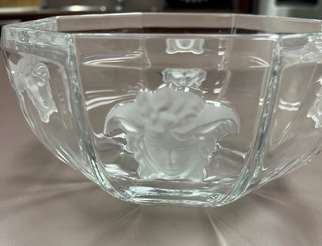 Vintage Versace Medusa Bowl, Octagon Crystal Lumiere Centerpiece - Etsy