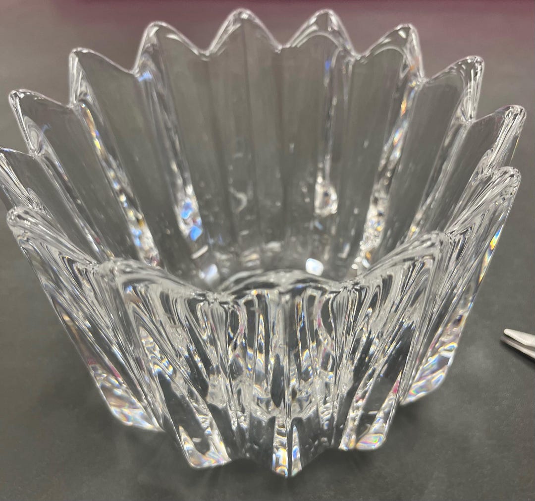 Vintage ORREFORS FLEUR Crystal BOWL by Jon Johansson. Substantial Bowl ...