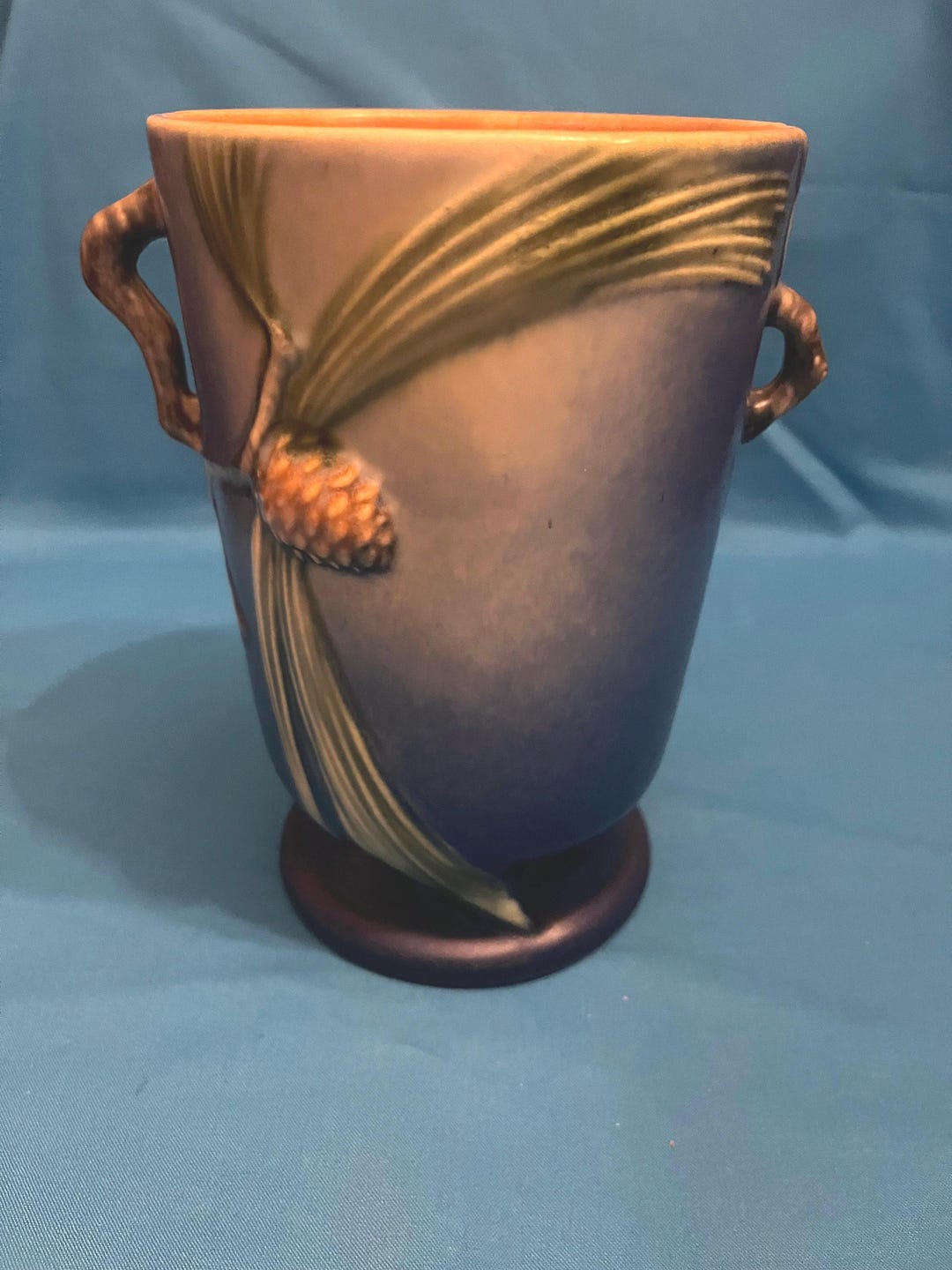 Vintage 1935 Roseville Pine Cone Vase, Blue Pottery - Etsy