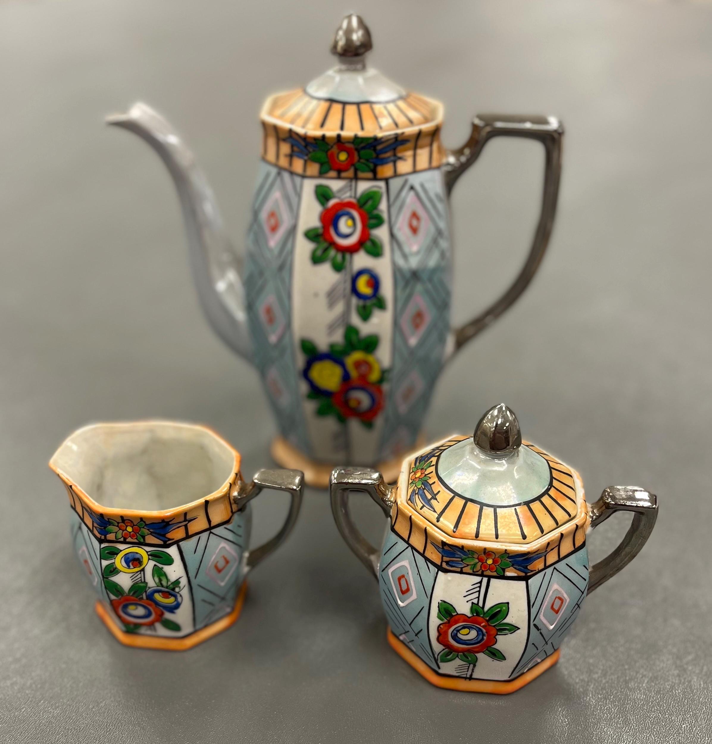 Antique Japanese Art Deco Lusterware Coffee Set. “mede in Japan” During ...
