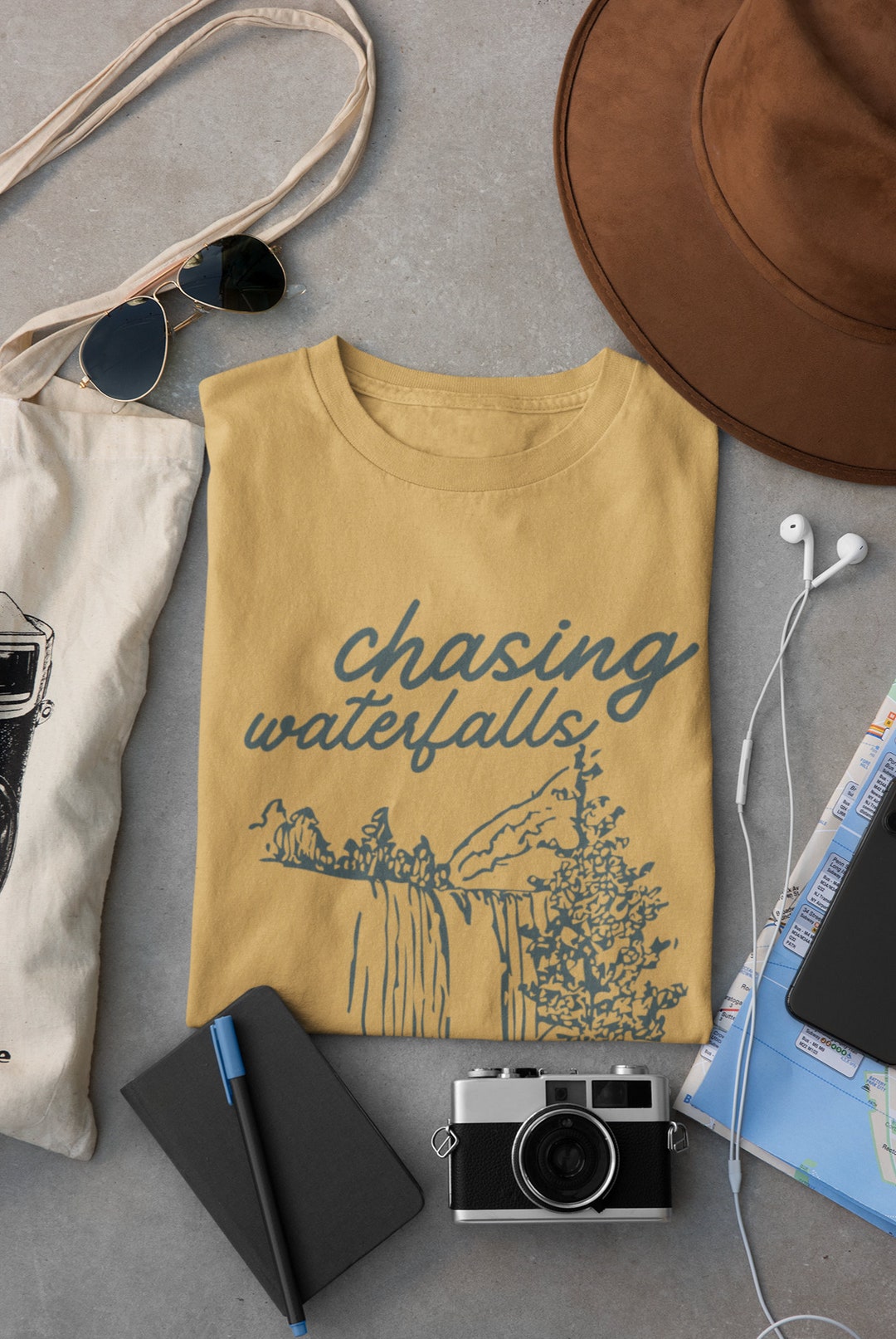 CHASING WATERFALLS T-shirt Template | Png, Svg | Printable Mockup ...