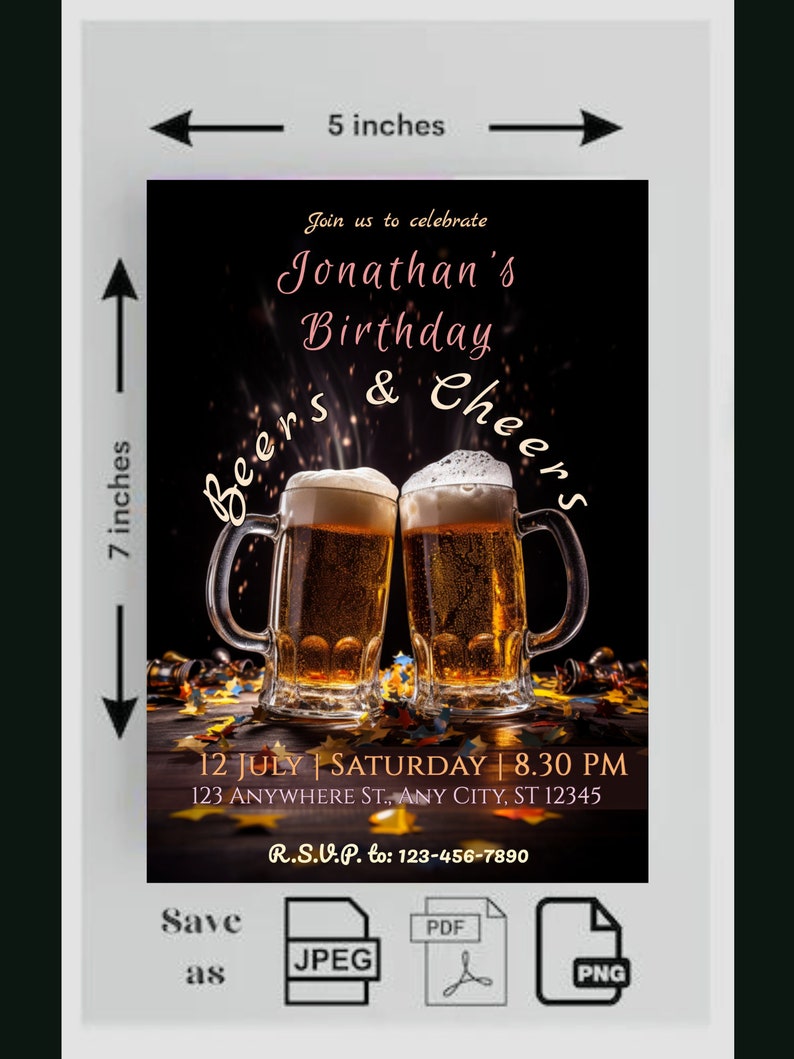 Editable Beer Surprise Birthday Party Invite, Adult Birthday Invite ...