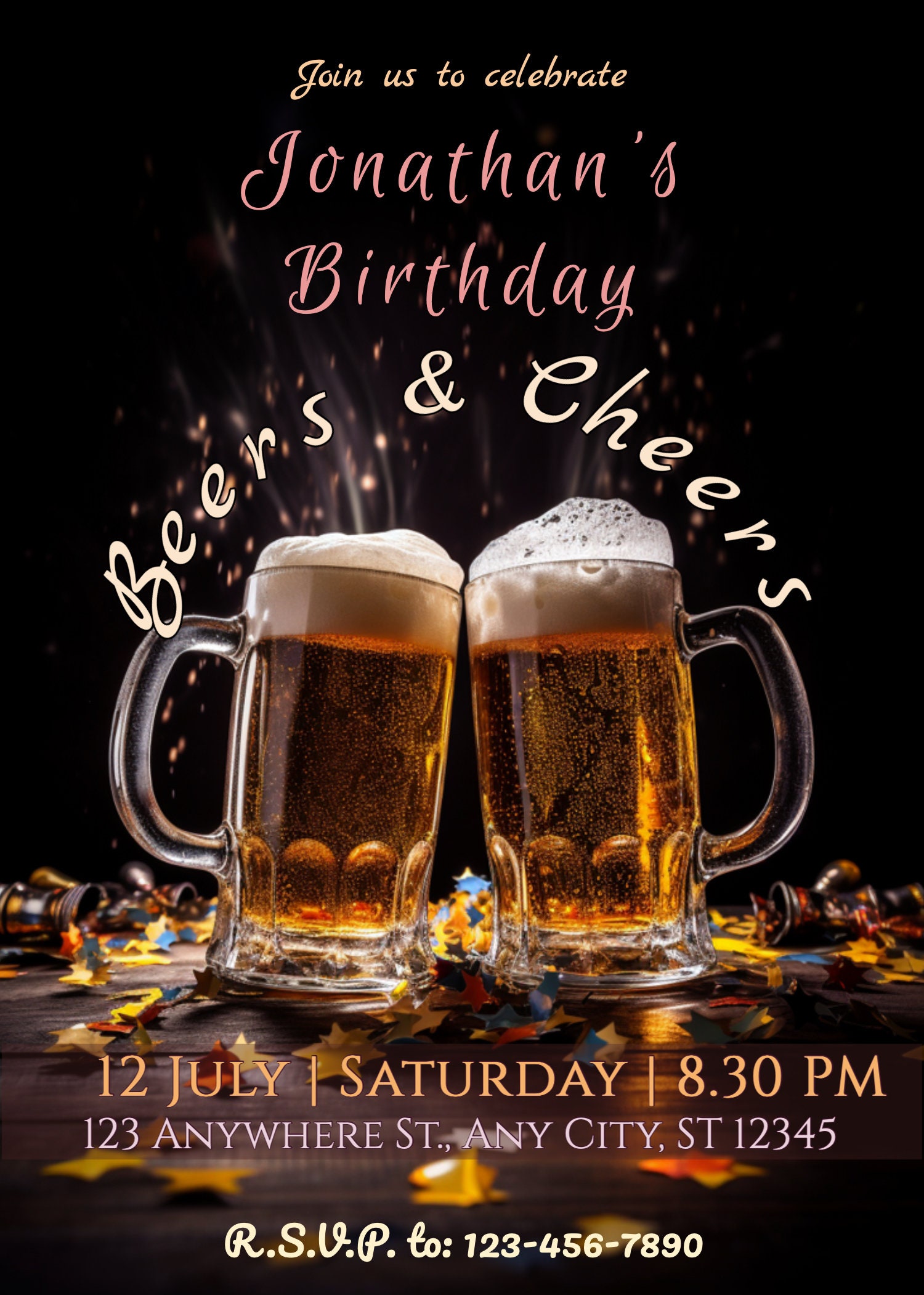 Editable Beer Surprise Birthday Party Invite, Adult Birthday Invite ...