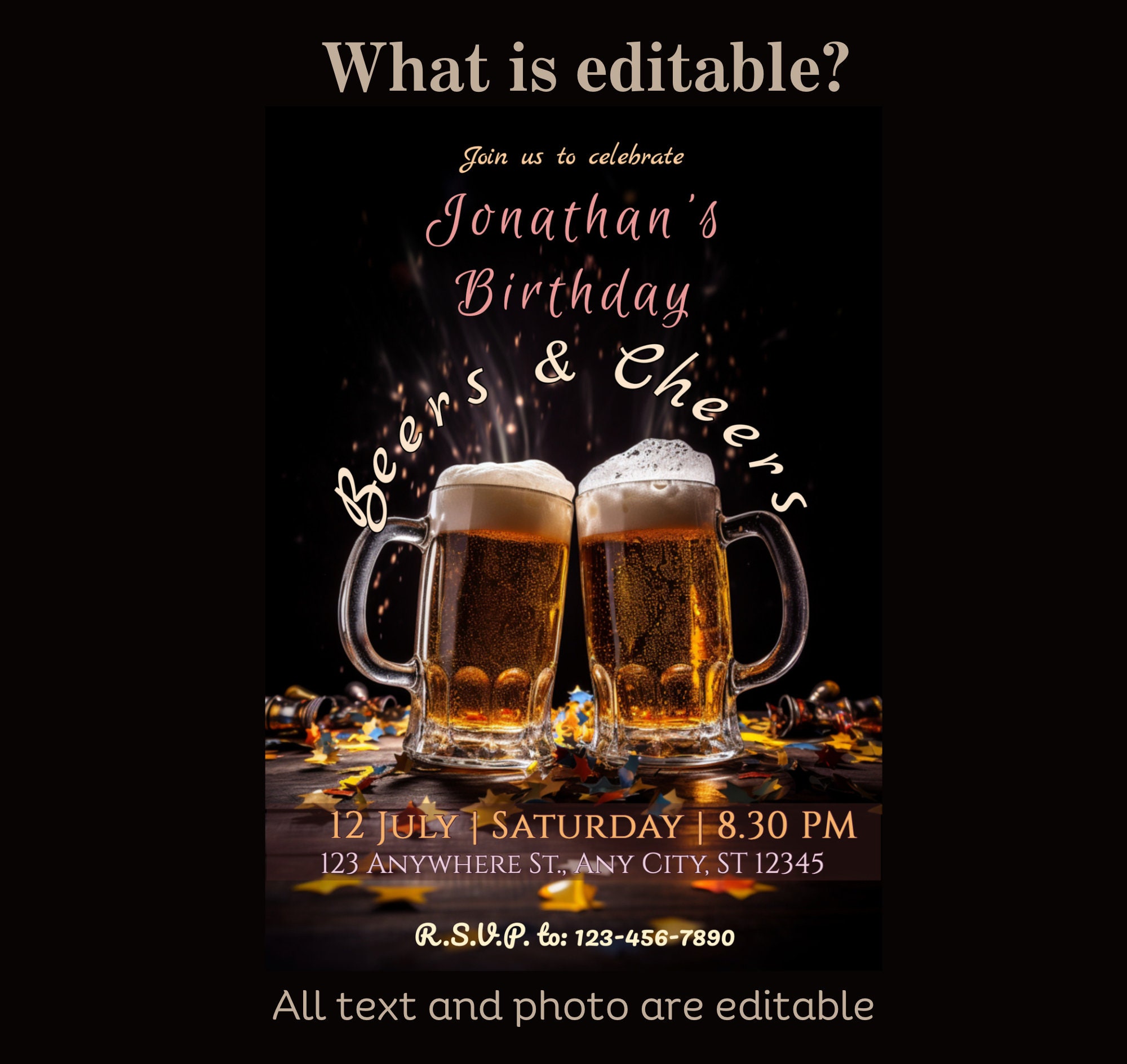 Editable Beer Surprise Birthday Party Invite, Adult Birthday Invite ...