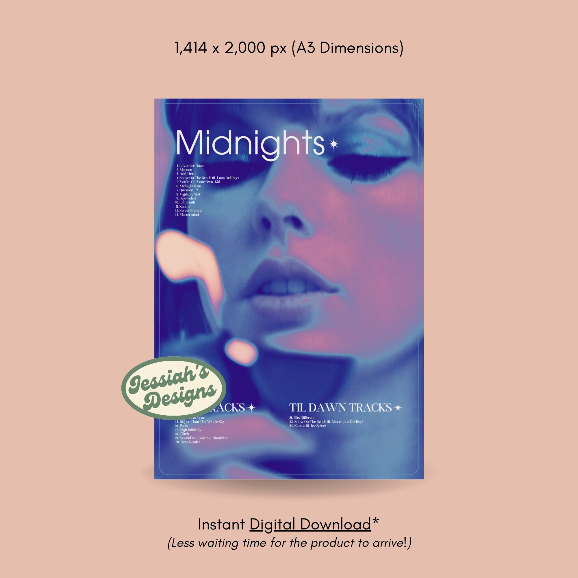 Midnights Taylor Swift Album Tracklist Poster, Midnights Til Dawn ...