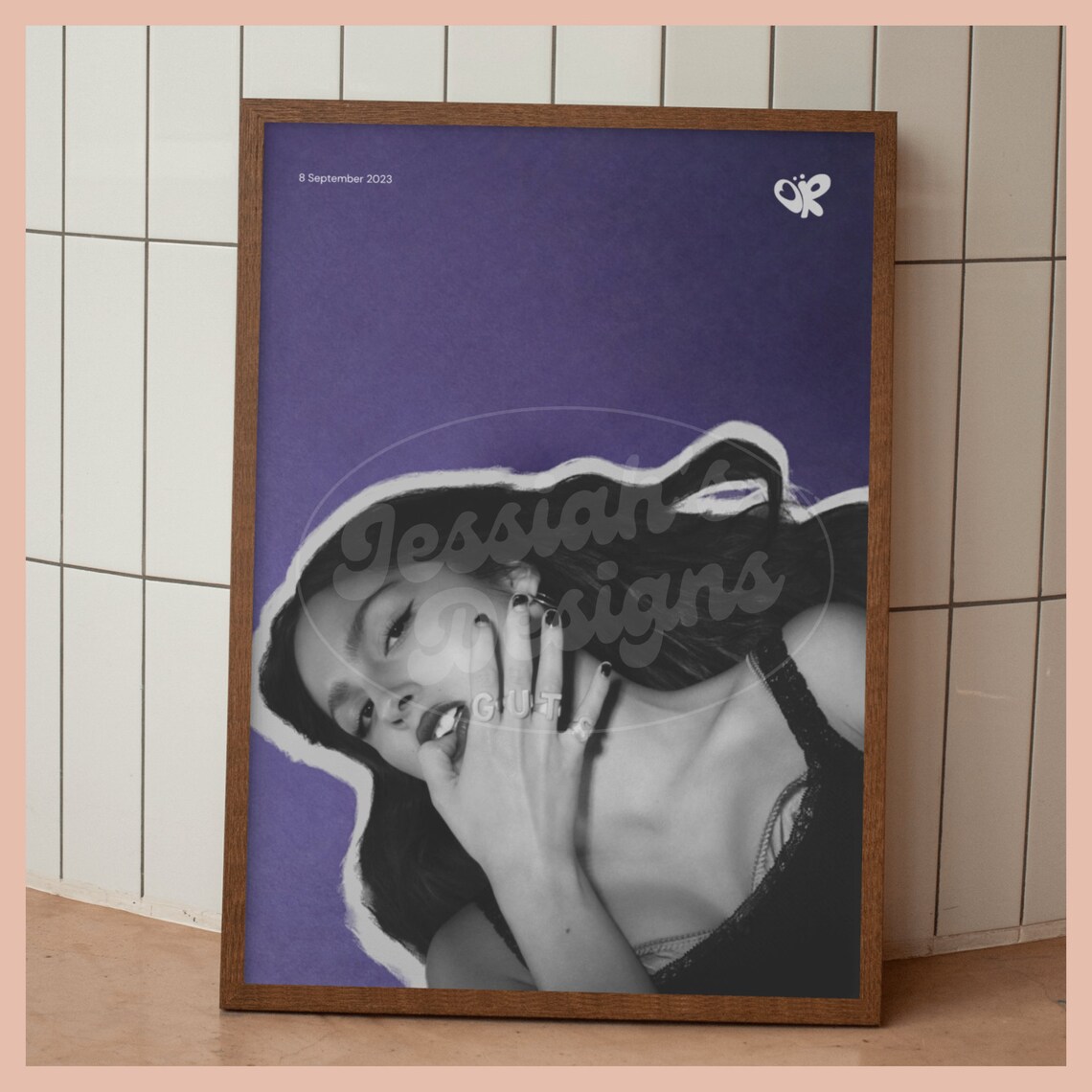 Olivia Rodrigo Guts Album Cover Poster, Edgy OR2 Purple B&W Art Print ...