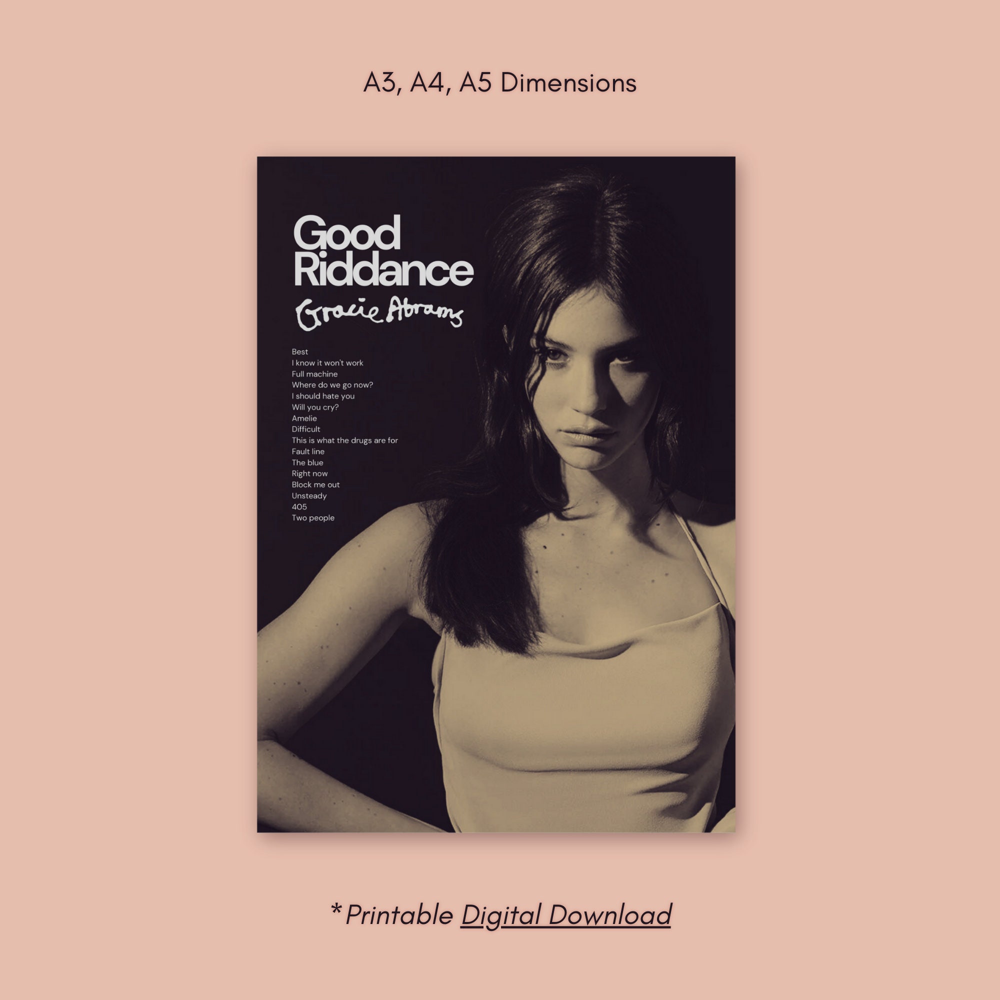 Good Riddance Album Art Print Gracie Abrams Black Merch - Etsy