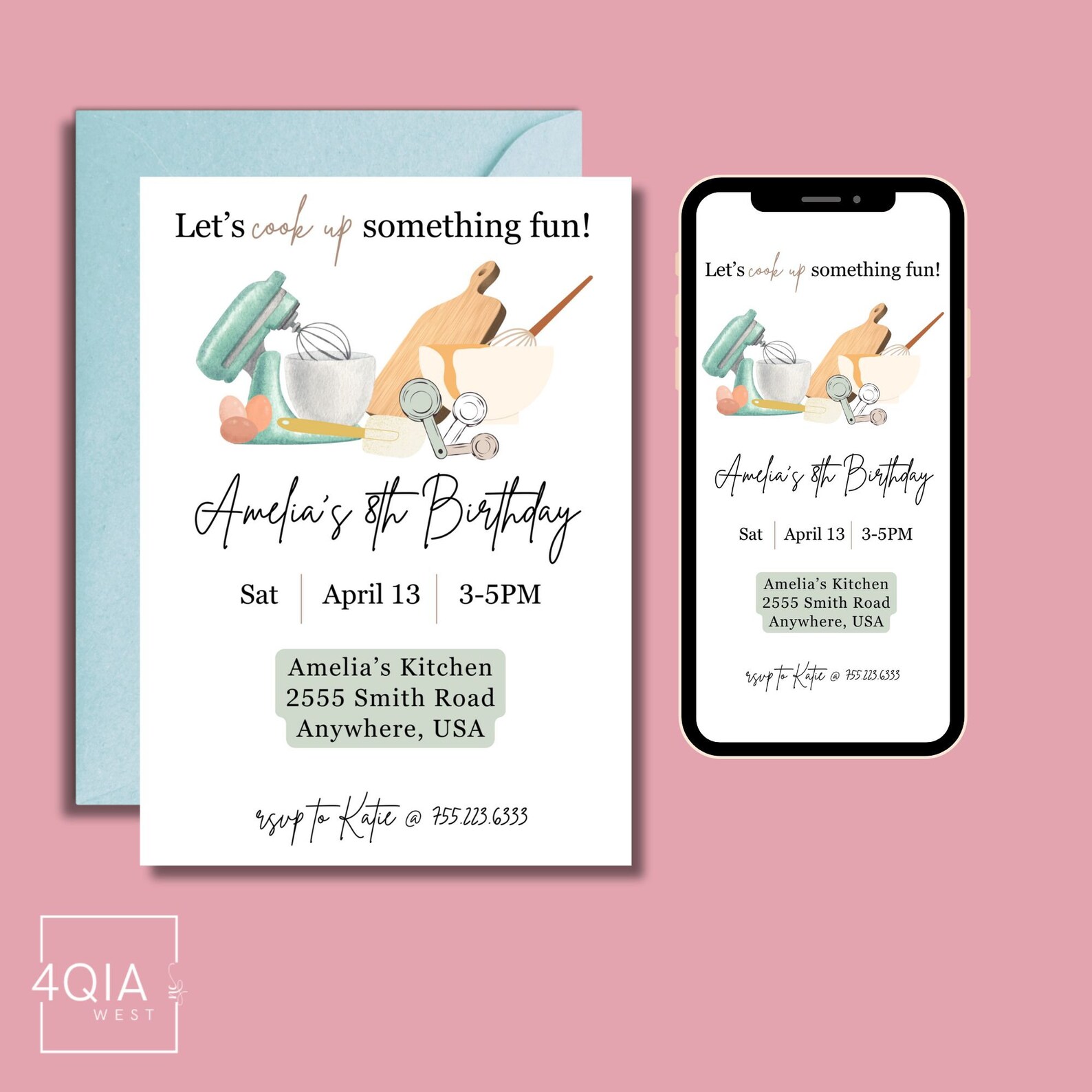 Editable Kids Cooking Birthday Invitation, Baking Party Invitation ...