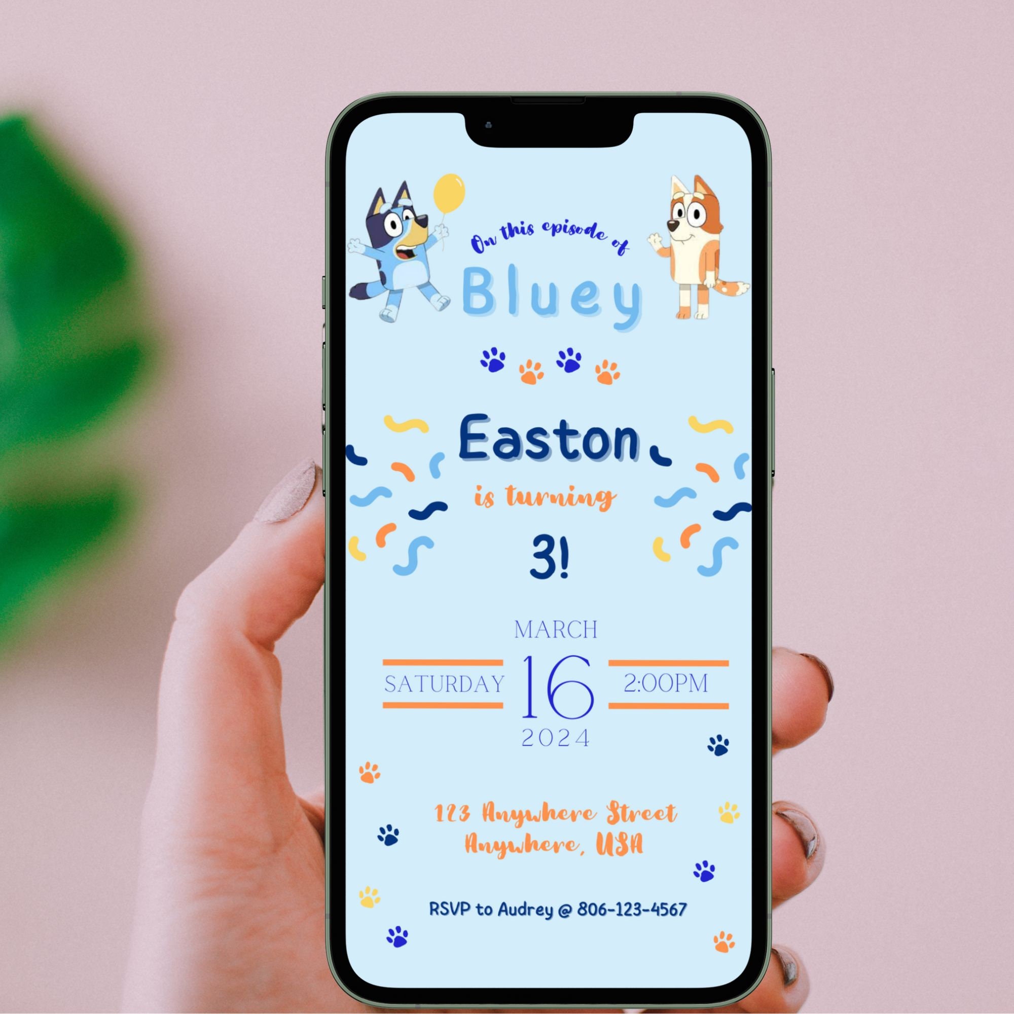 Bluey Birthday Invitation, Bluey Invitation and Mobile Evite, Girls ...