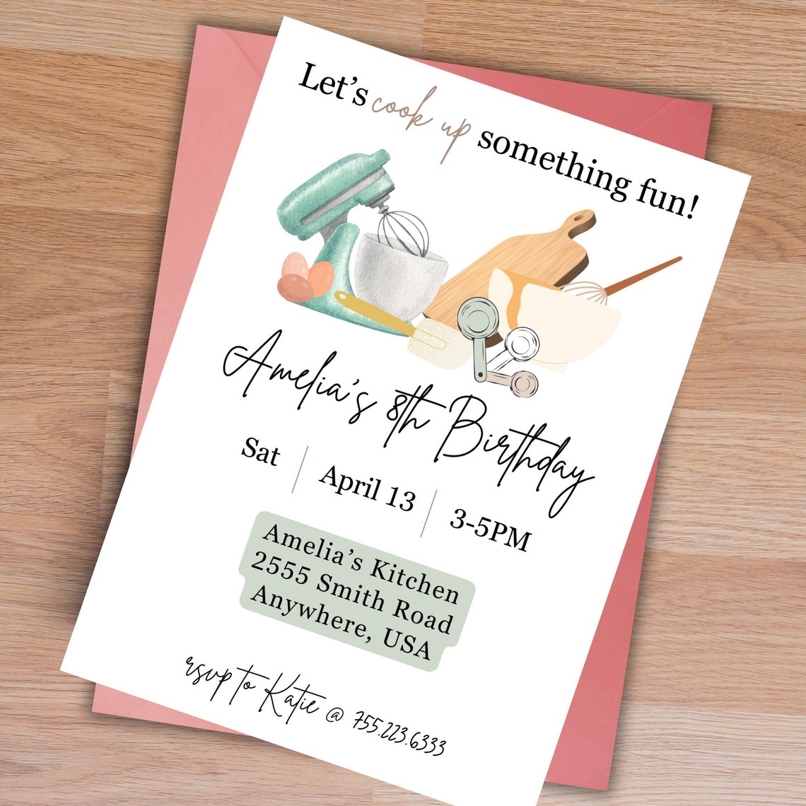 Editable Kids Cooking Birthday Invitation, Baking Party Invitation ...