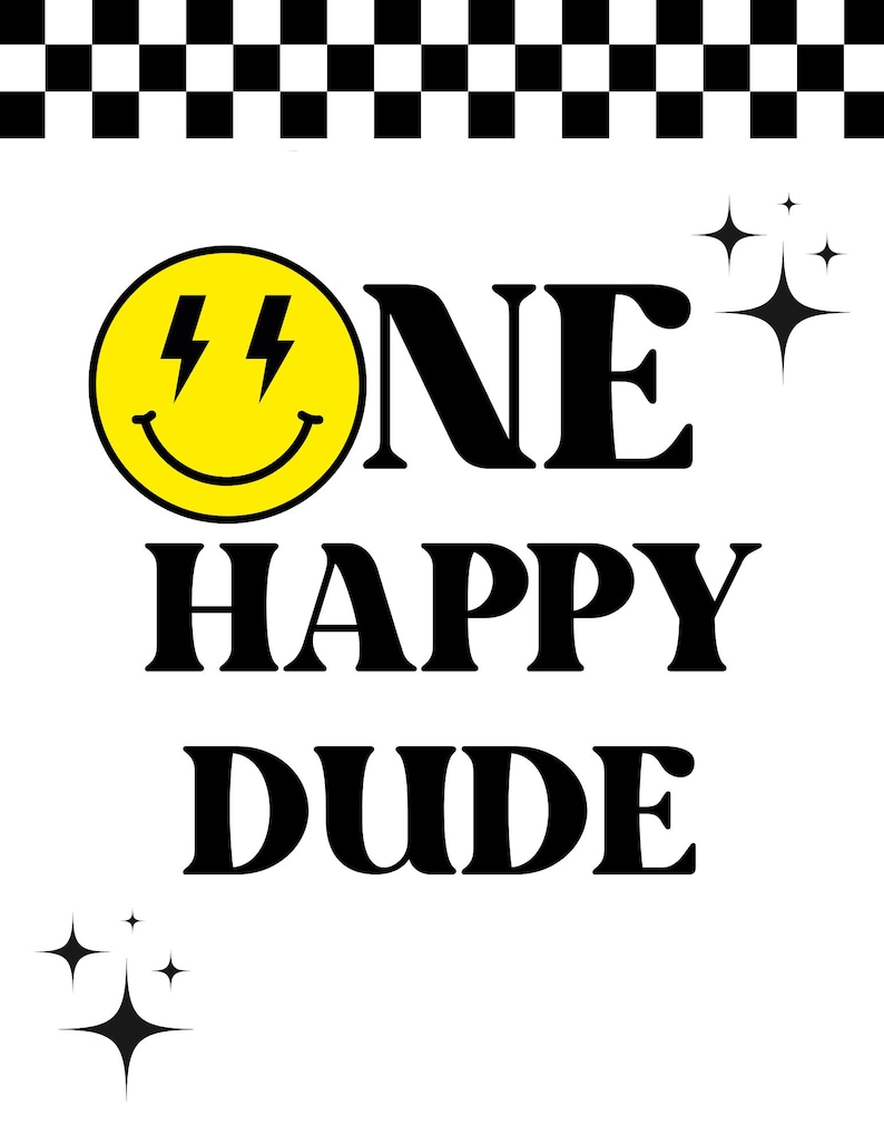 One Happy Dude | First Birthday | Birthday Party | Black | Yellow ...