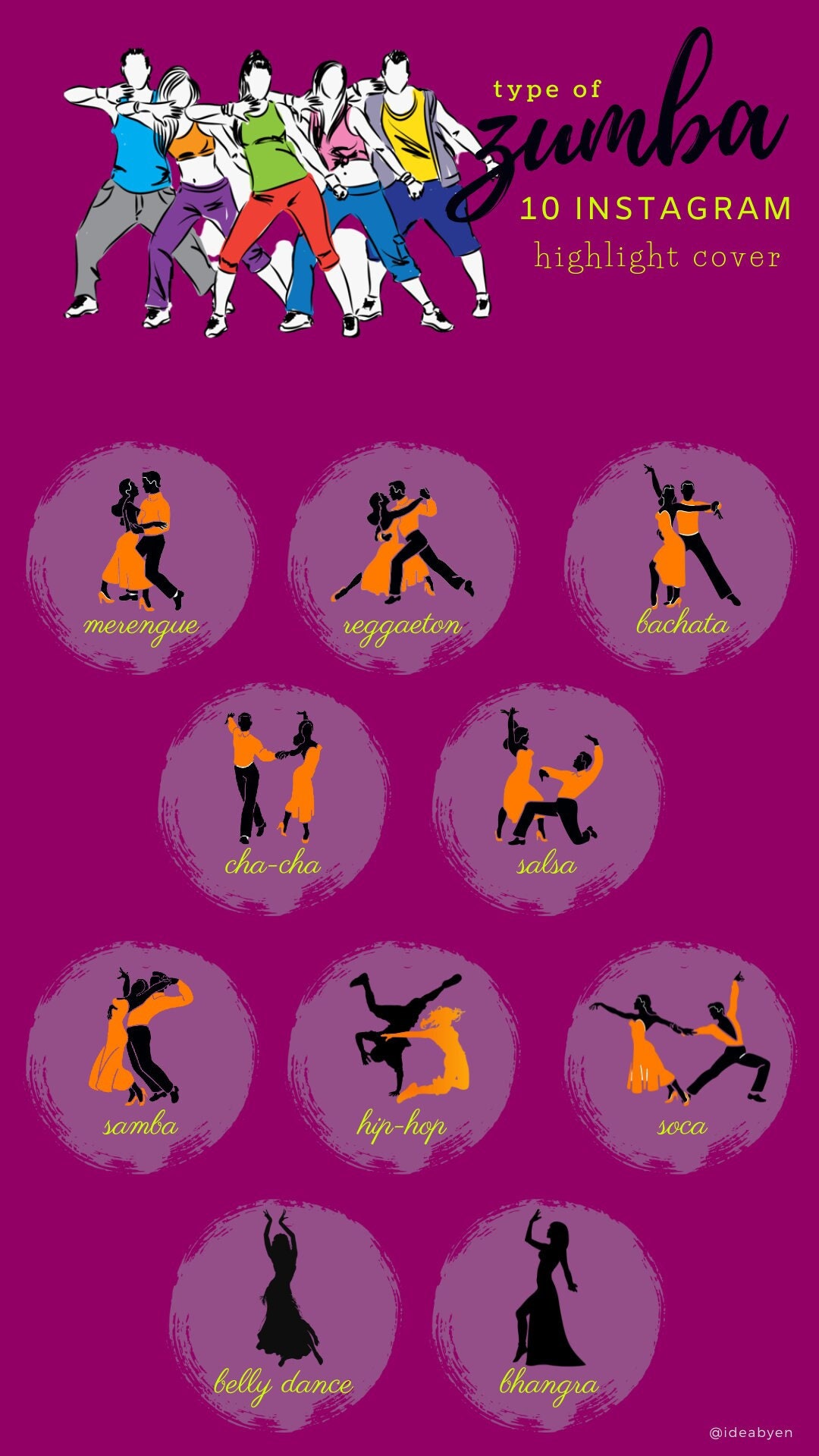 INSTAGRAM HIGHLIGHT COVERS. Type of Zumba Illustrated Instagram ...