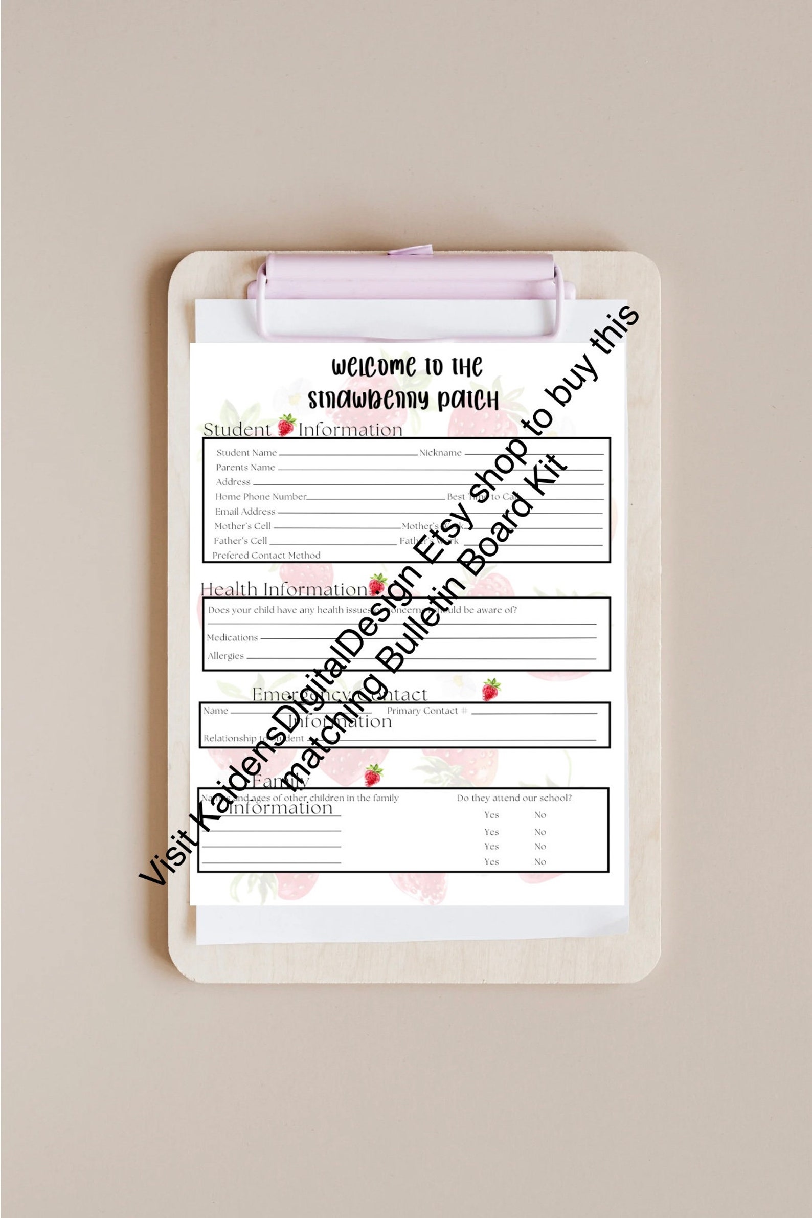 Strawberry Bulletin Board Kit: Summer Classroom Decor - Etsy