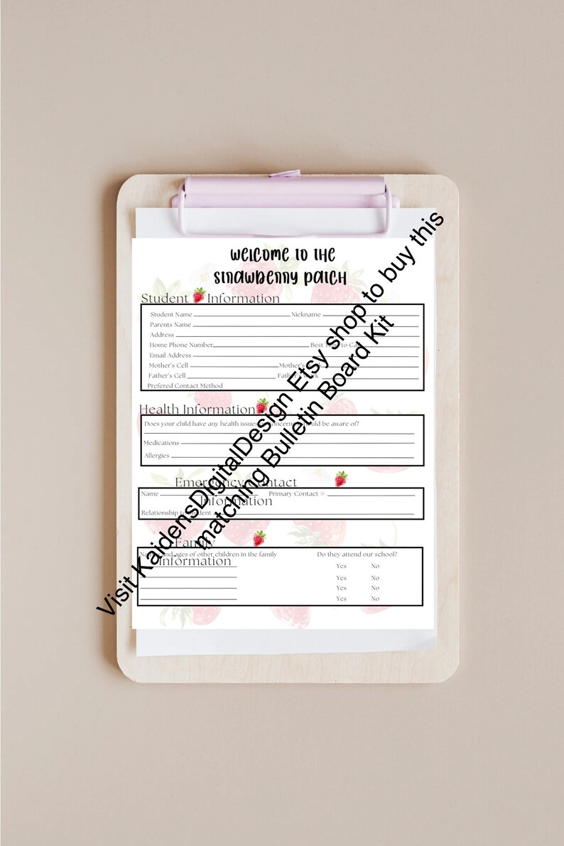 Strawberry Bulletin Board Kit Summer Theme Visual Schedule - Etsy