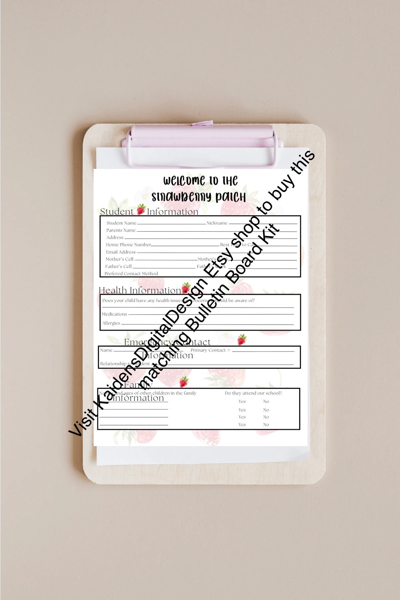 Strawberry Bulletin Board Kit Summer Theme Visual Schedule - Etsy
