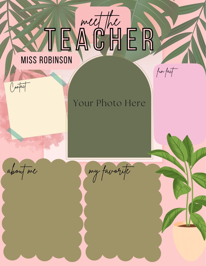 Meet the Teacher Plant Digital Template, Editable Printable, Classroom ...