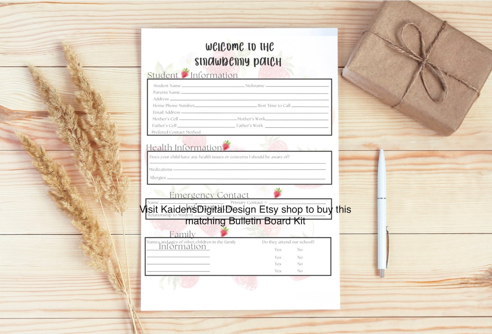 Strawberry Bulletin Board Kit Summer Theme Visual Schedule - Etsy