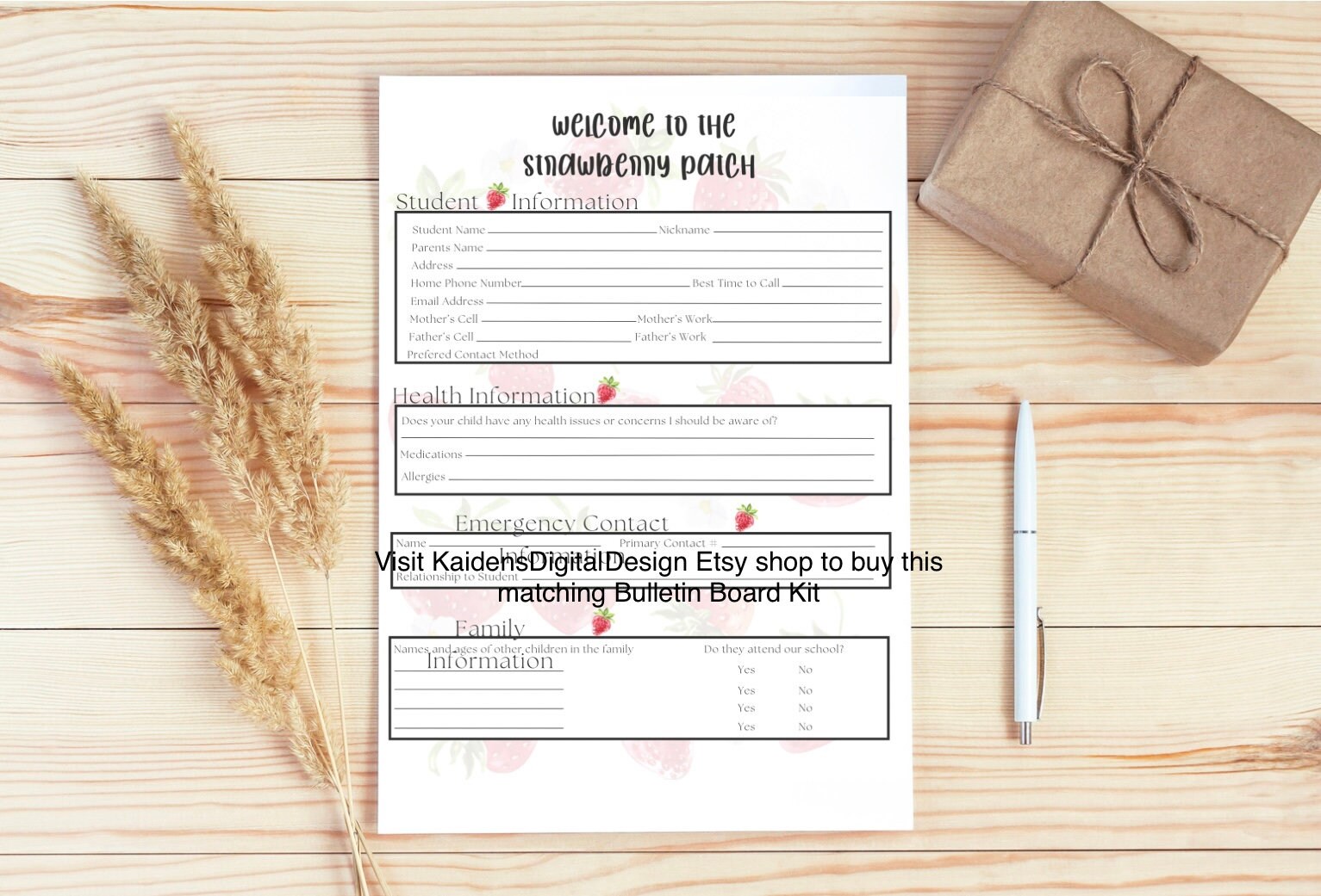 Strawberry Bulletin Board Kit: Summer Classroom Decor - Etsy