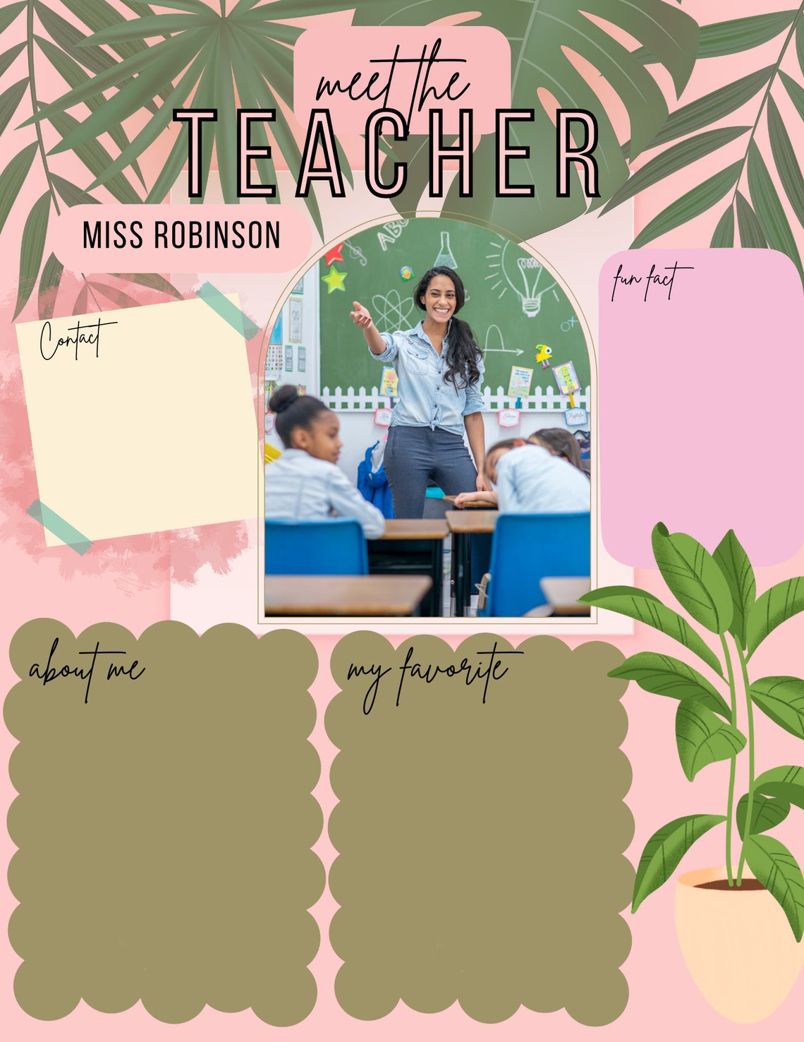 Meet the Teacher Plant Digital Template, Editable Printable, Classroom ...