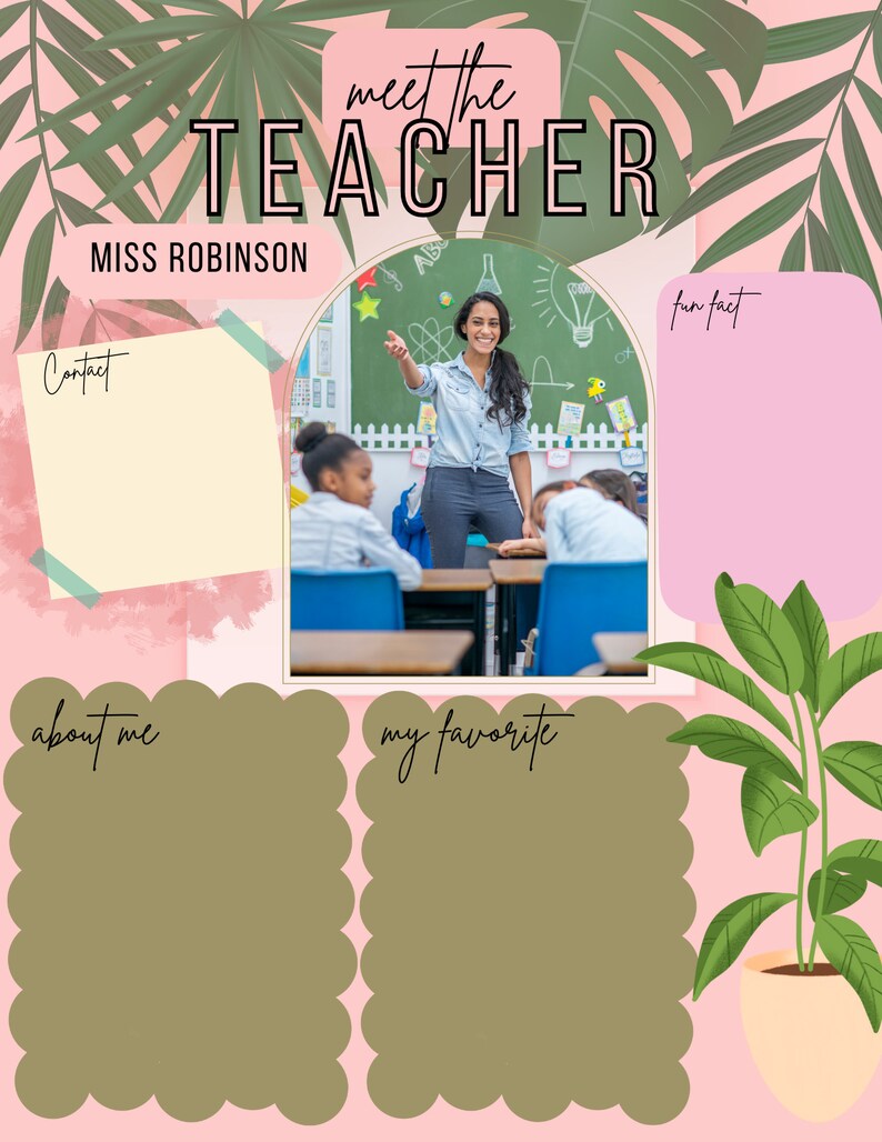 Meet the Teacher Plant Digital Template, Editable Printable, Classroom ...