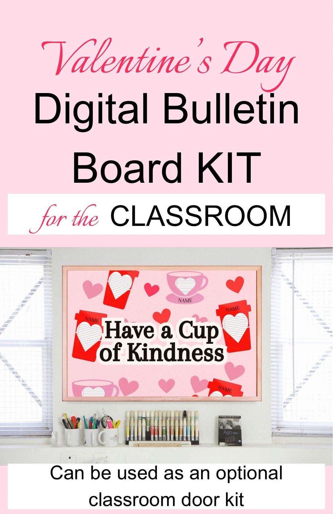 Valentine's Day Classroom Bulletin Board Kit, Cup of Kindness ...