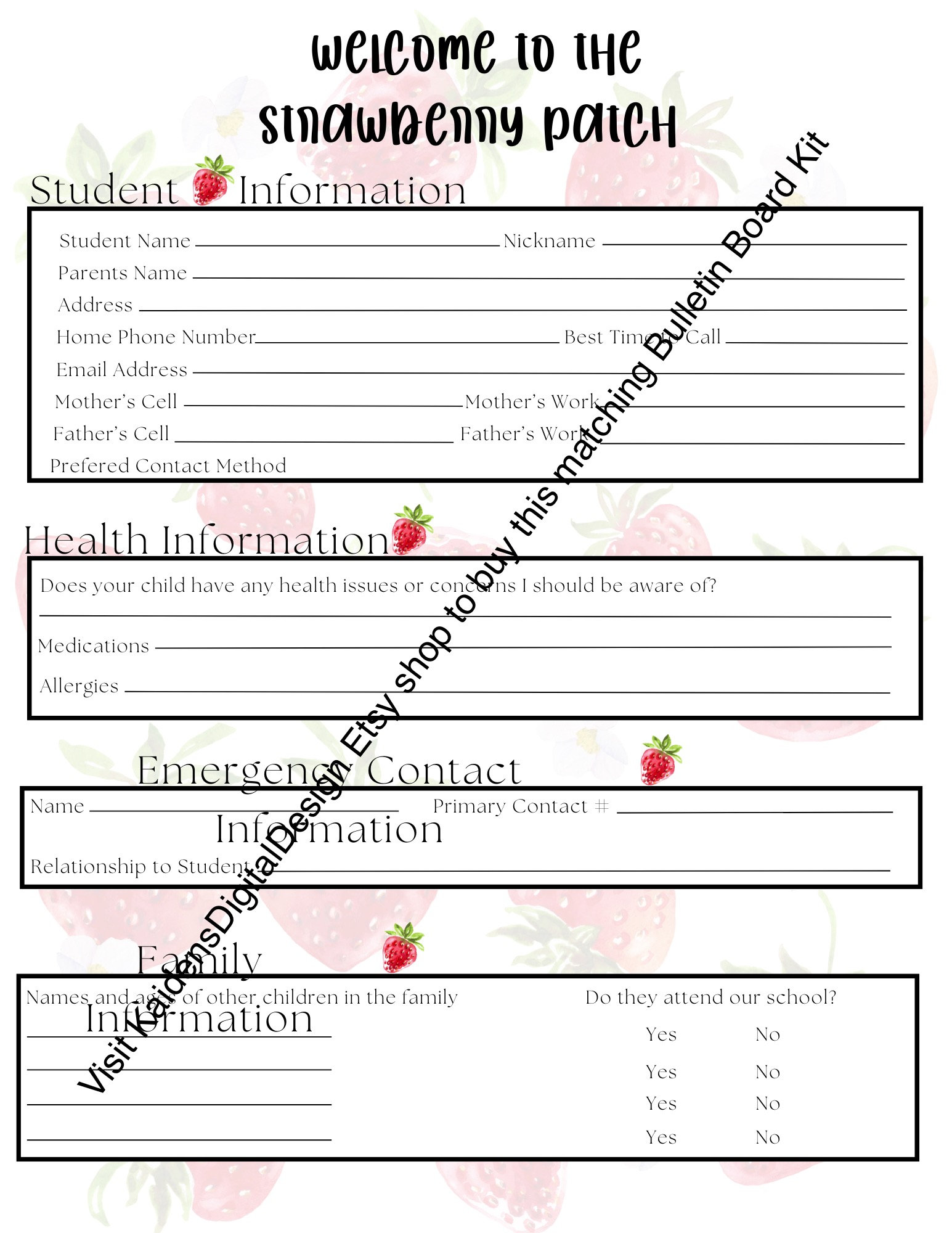 Strawberry Bulletin Board Kit: Summer Classroom Decor - Etsy