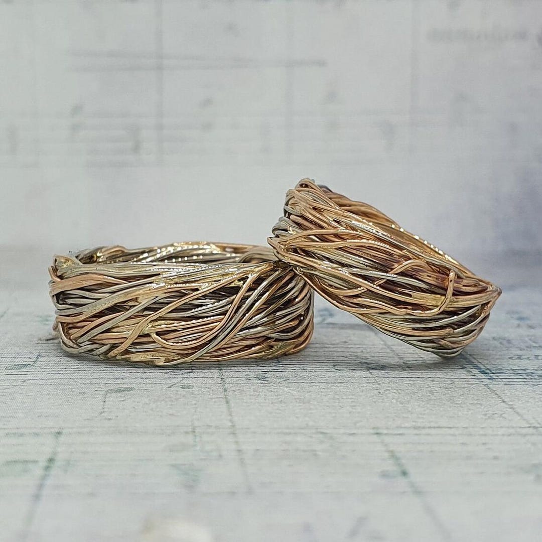 Tri-color Gold Rings: Unity Symbols for Couples and Anniversaries - Etsy