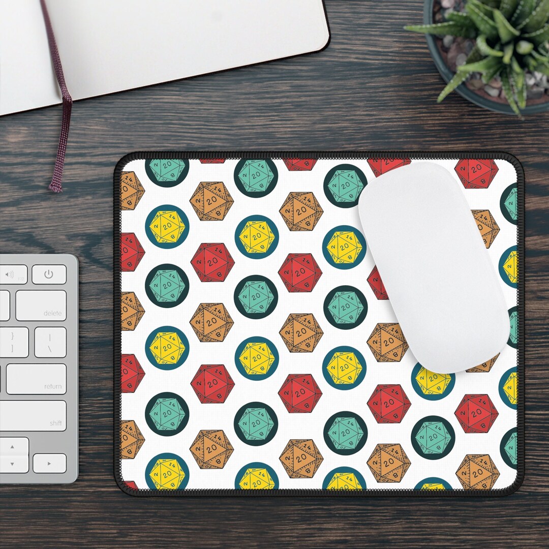 D&D White Gaming Mouse Pad, Dungeons and Dragons D20 Patterned Mouse ...