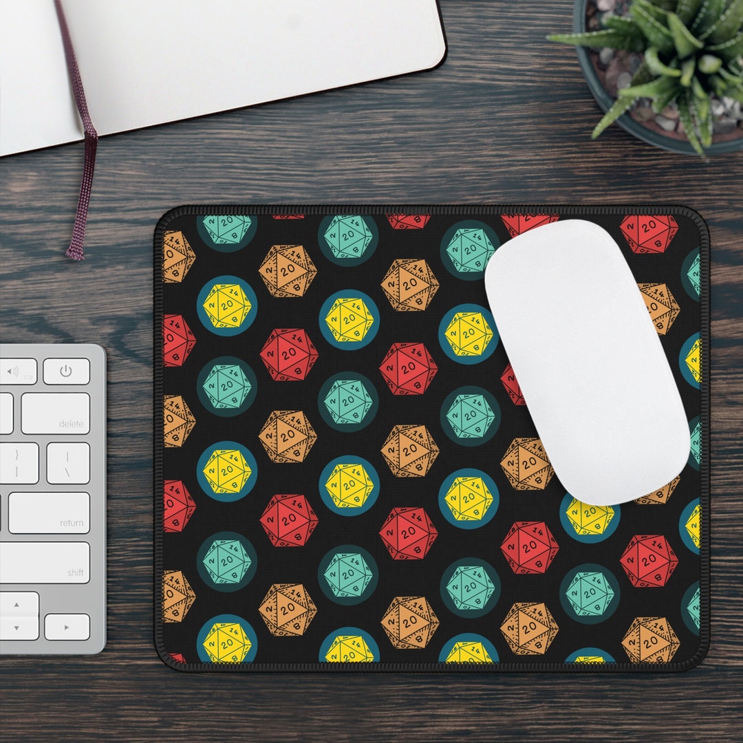 D&D Black Gaming Mouse Pad, Dungeons and Dragons D20 Patterned Mouse ...