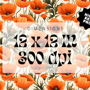 California Poppies Wildflower Digital Seamless Patterns for Fabric ...