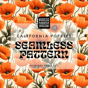 California Poppies Wildflower Digital Seamless Patterns for Fabric ...