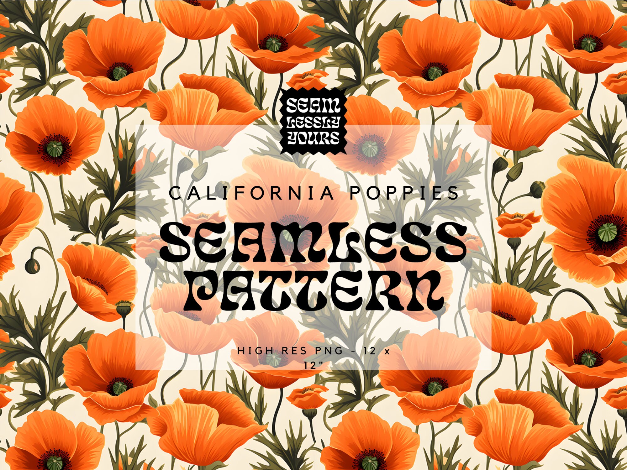 California Poppies Wildflower Digital Seamless Patterns for Fabric ...