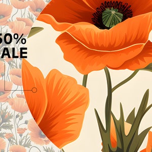 California Poppies Wildflower Digital Seamless Patterns for Fabric ...