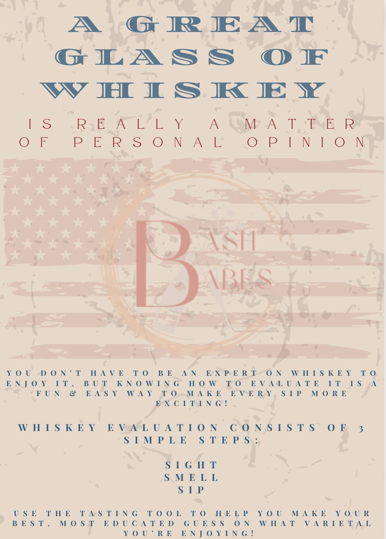 Whiskey Tasting Bundle , Whiskey Varietals, Whiskey Tasting Sheet ...