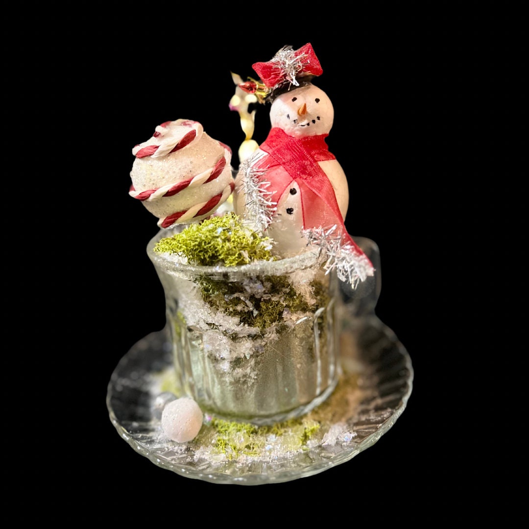 Snowman Teacup Decoration - Etsy