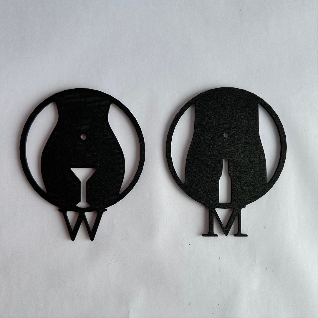 Funny Toilet Signs Set - 3D Printed Bathroom Signs, Modern Men's ...